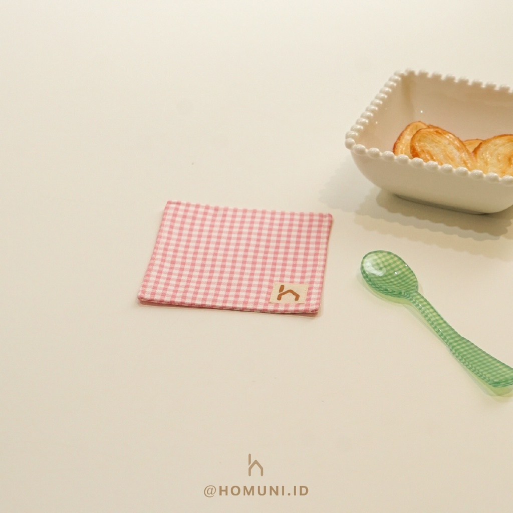 Jual Coaster Kain/Tatakan Gelas Kain Kotak-Kotak Gingham Kotak Kecil ...