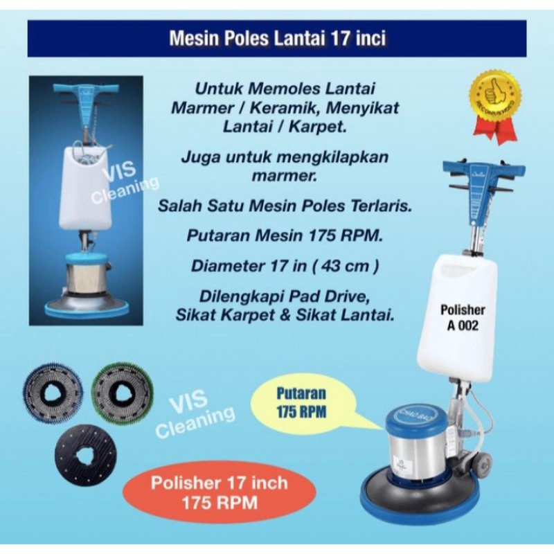 Jual Polisher 17 inch 175 RPM A002 - Mesin Pemoles Lantai Multifungsi | Shopee Indonesia