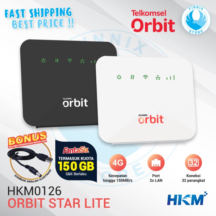 Jual {IqbalStore} Modem Router HKM Orbit Star Lite HKM0126 Free Kouta ...