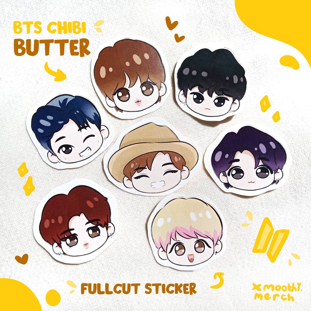 Jual STIKER SET BTS CHIBI BUTTER ERA - SUPER CUTE - TINY TAN | Shopee ...