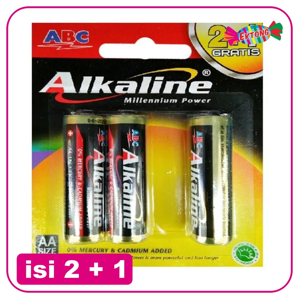 Jual BATERAI ABC ALKALINE AA - ISI 2 + 1 | Shopee Indonesia