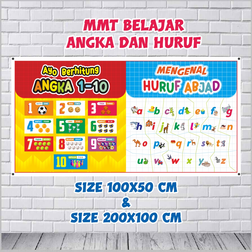 Jual MMT / Banner / Spanduk / Backdrop Belajar Huruf dan Angka | Shopee ...