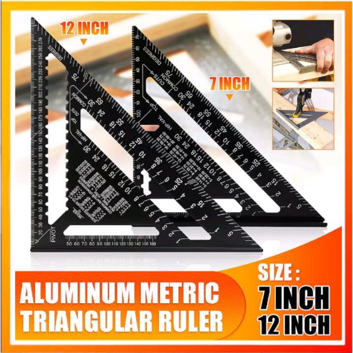 Jual Penggaris Speed Square 7Inch Hitam Solid Alumunium | Shopee Indonesia