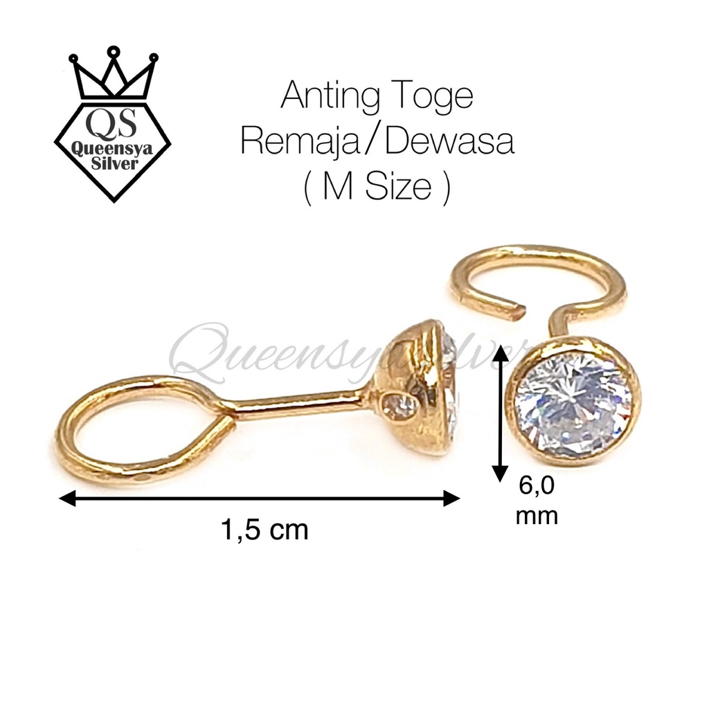 Jual Anting Perak Asli Anting Toge Asli Silver 925 Lapis Emas Ukuran BAYI / REMAJA / DEWASA ...