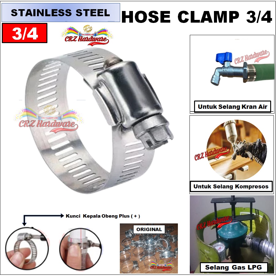 Jual Hose Clamp Klem Selang Kompresor Selang Kompor Gas LPG Selang Kran ...