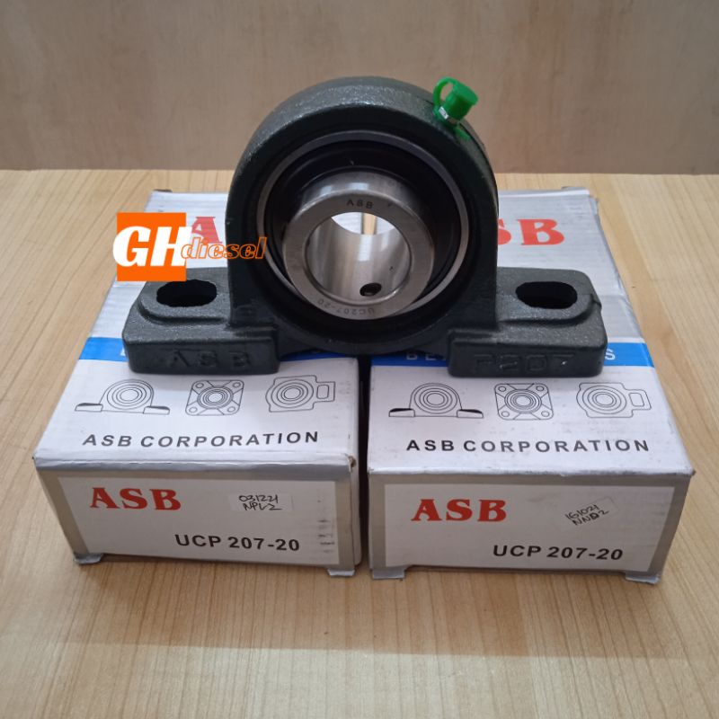 Jual pillow block bearing klaker duduk UCP 207 - 20 as 32 mm merek ASB | Shopee Indonesia
