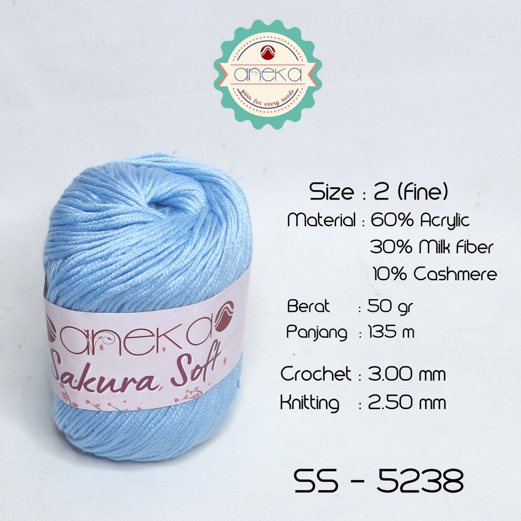 Jual Benang Rajut Sakura Soft / Silk Cotton Milk Cotton Yarn - 5238 ...