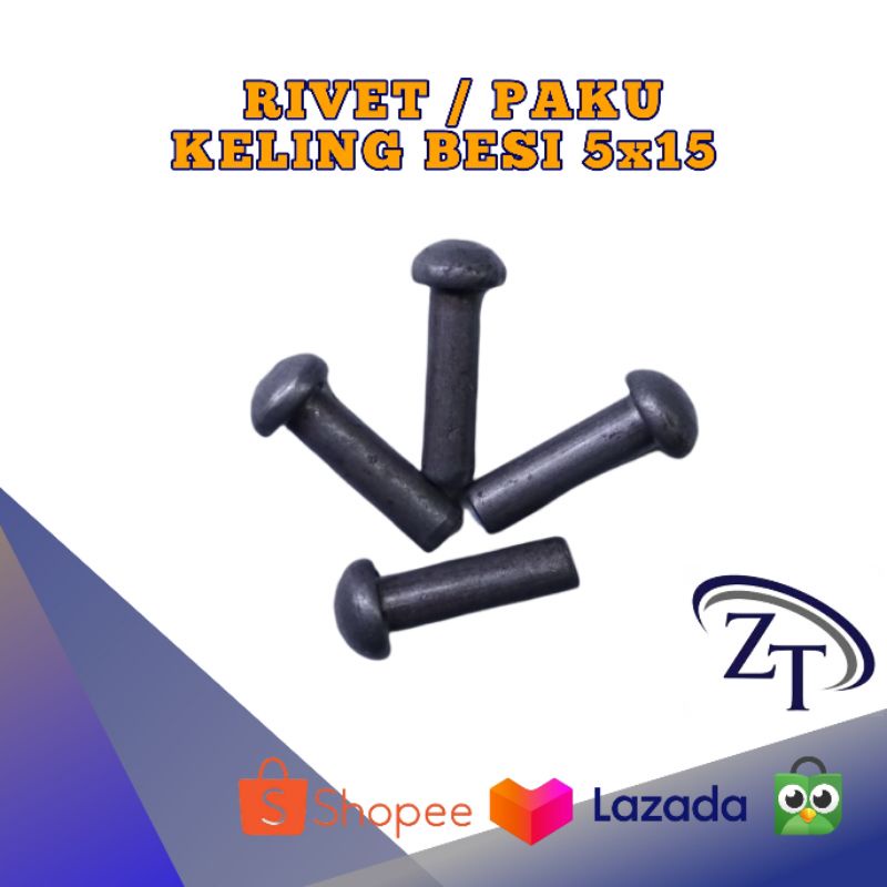 Jual RIVET / PAKU KELING BESI DIAMETER 5mm PANJANG 15mm | Shopee Indonesia