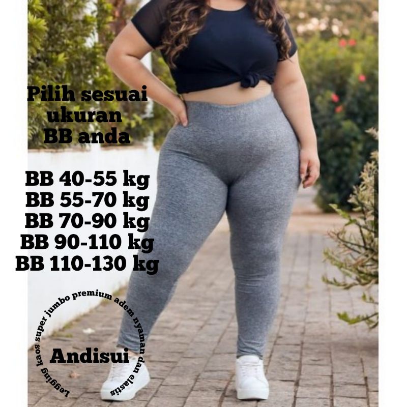 Jual Legging Kaos Super Jumbo Panjang Polos ukuran L - XXXXL untuk BB 40-130 kg | Shopee Indonesia