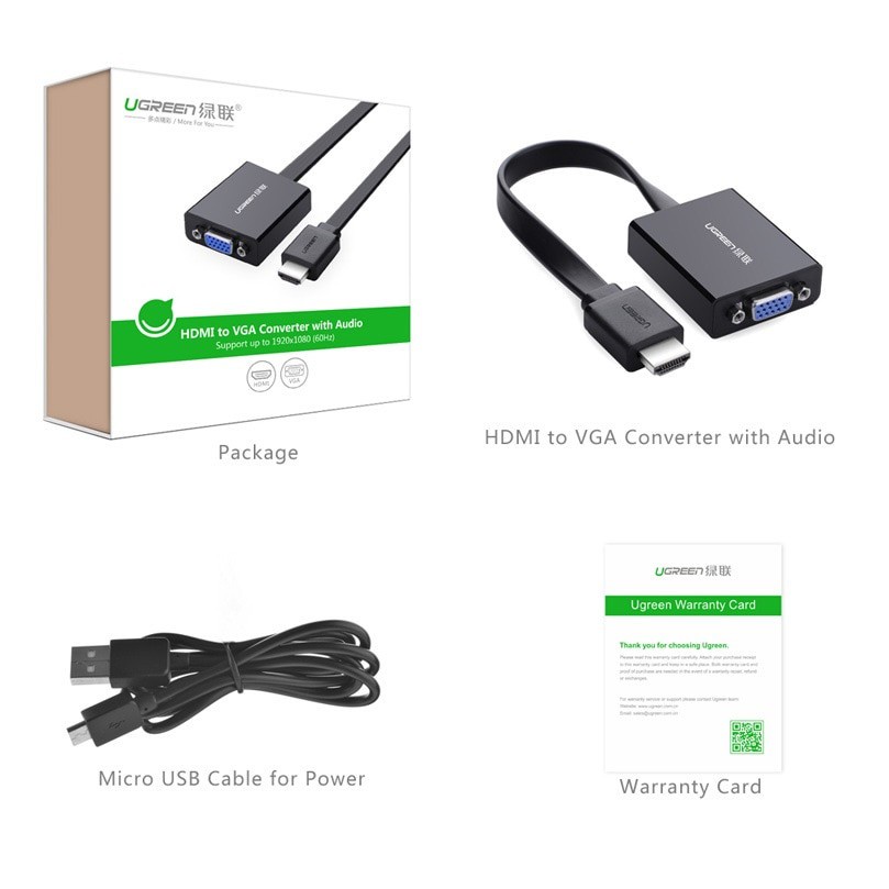 Jual UGREEN HDMI to VGA Converter With Audio - 40248 | Shopee Indonesia