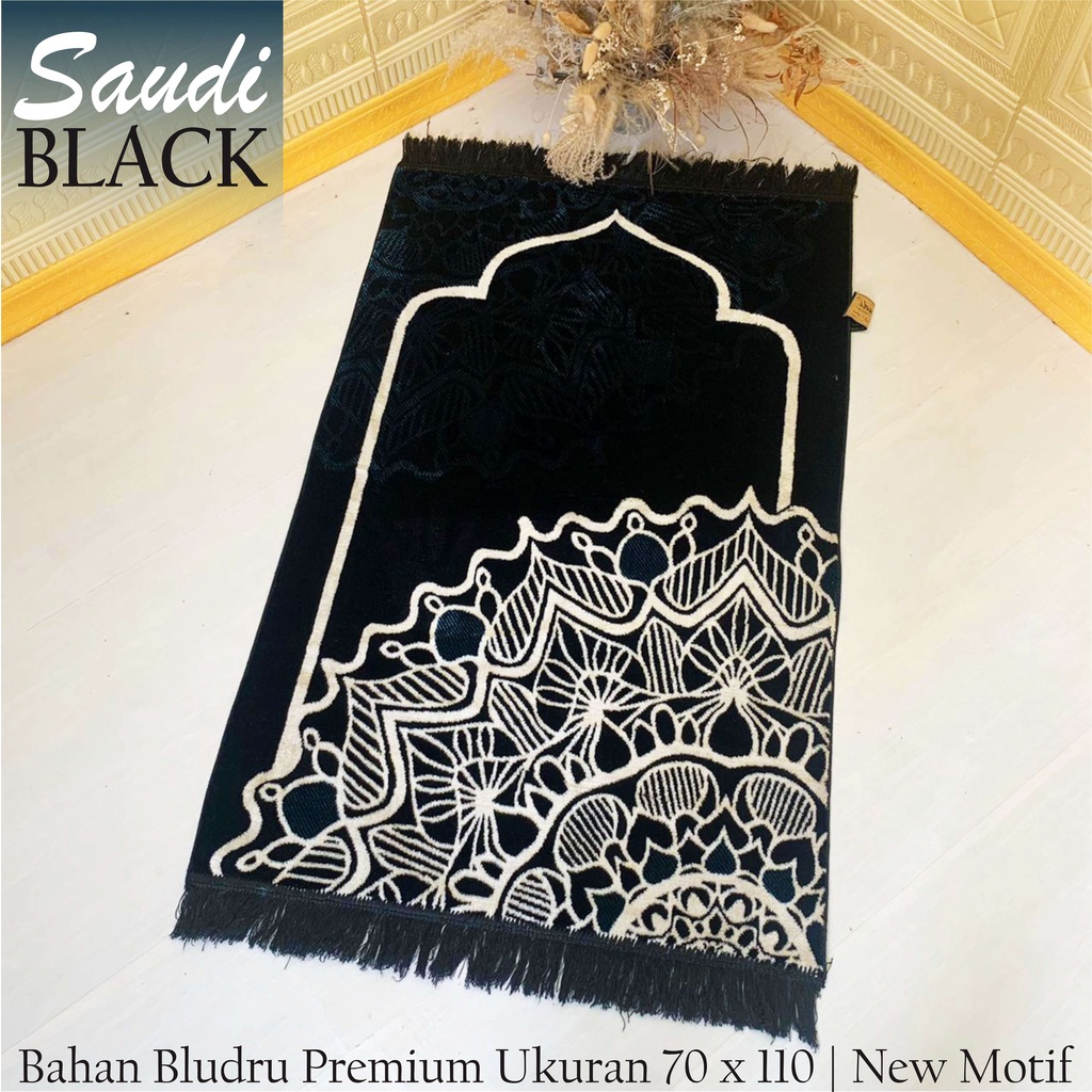 Jual SAJADAH SAUDI FLORA DASAR HITAM ORIGINAL TURKI UKURAN JUMBO ...