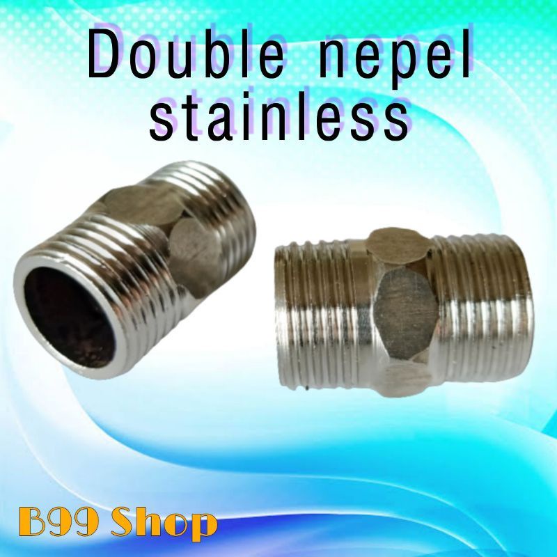 Jual Double Neple stainless steel dobel nepel 1/2" (inch) | Shopee Indonesia