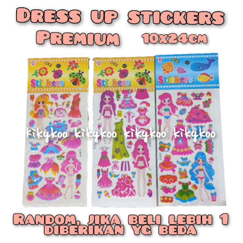 Jual sticker puffy dress up/paper doll dress up sticker/mainan baju ...