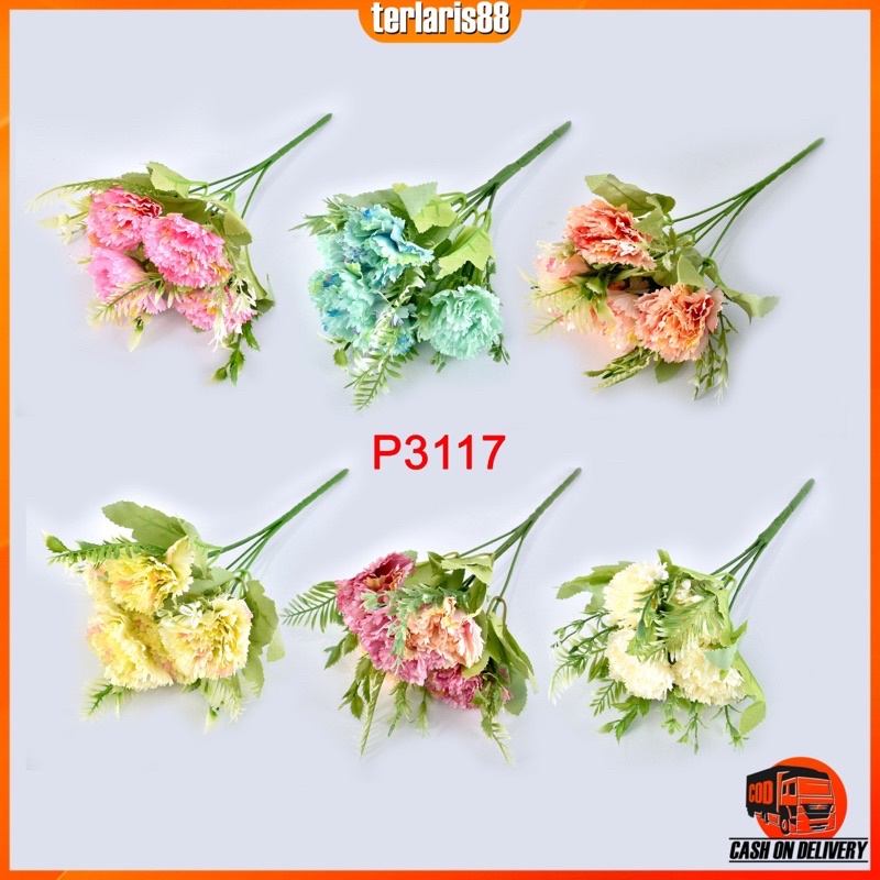 Jual TL88 Bunga Mawar Dekorasi Bahan Plastik (1 Buket 5 Kuntum Bunga)P3117 | Shopee Indonesia