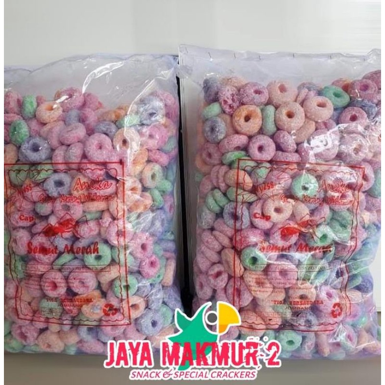 Jual getas warna donat 1kg jaya makmur snack | Shopee Indonesia