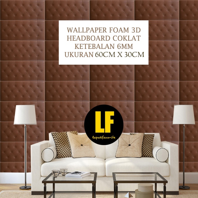 Jual AA Wallpaper 3D Foam Headboard Coklat Dinding Busa Stiker Wall ...