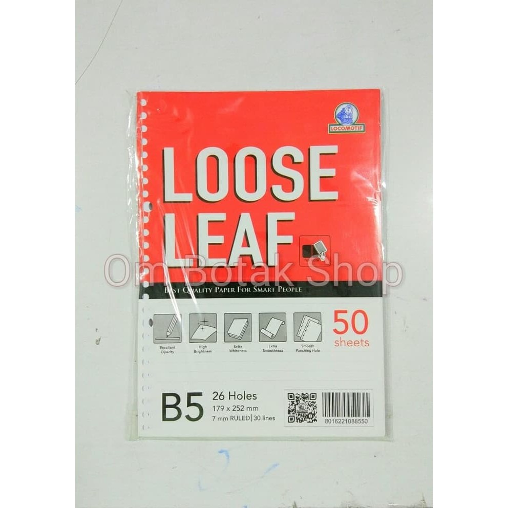 Jual Loose Leaf B5 50 sheets - Locomotif Isi Kertas File 26 Ring Binder ...