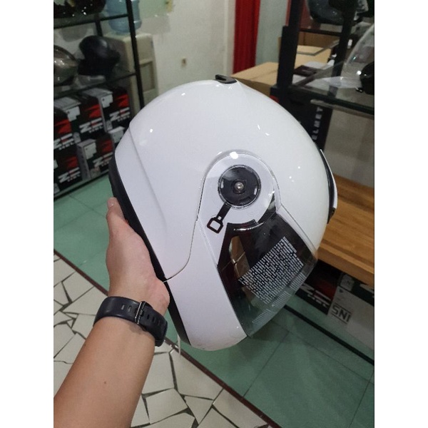 Jual ZEUS ZS 3050 WHITE MODULAR FLIP UP HELMET TOURING DOUBLE VISOR | Shopee Indonesia