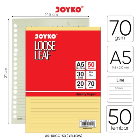 Jual LOOSE LEAF A5 B5 GRID DOT PLAIN GARIS 100 GRAM JOYKO 50 SHEETS ISI BINDER REFILL KOTAK ...