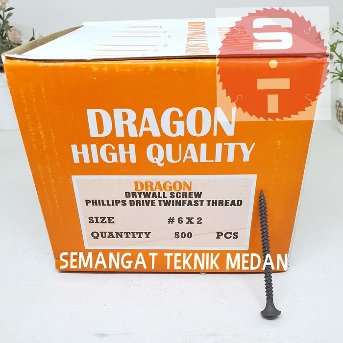Jual SCREW SKRUP SEKRUP CACING GIPSUM GYPSUM 50MM 50 MM #6 X 2 DRAGON ...