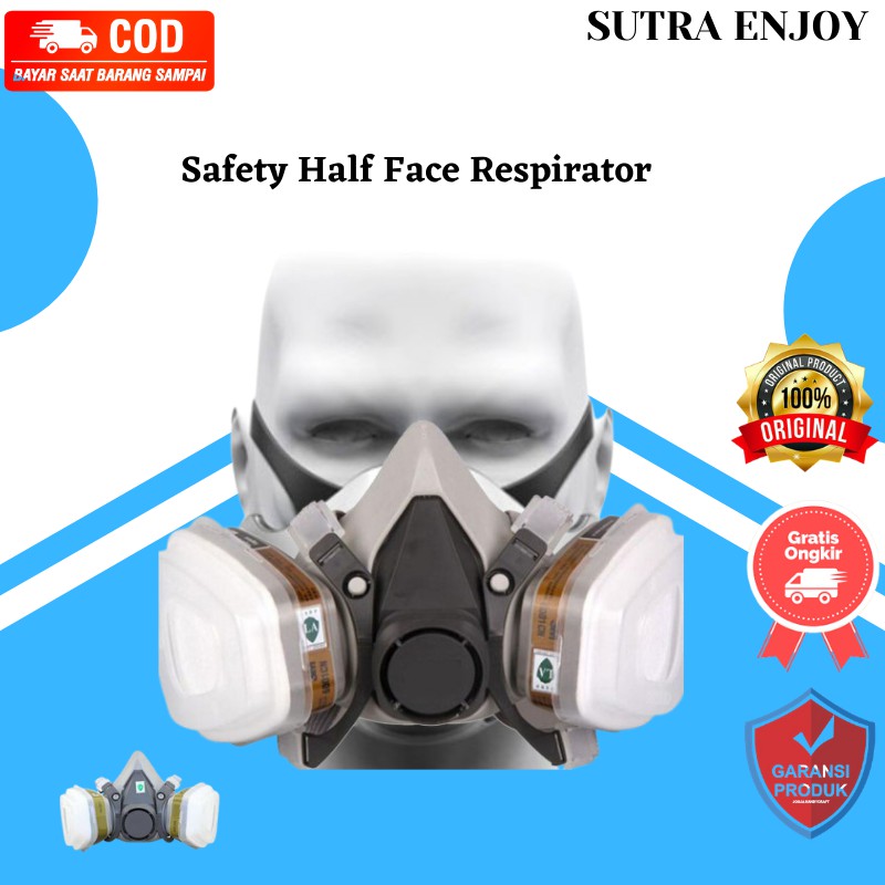 Jual Safety Half Face Respirator Gas Mask masker spray 6200 | Shopee ...