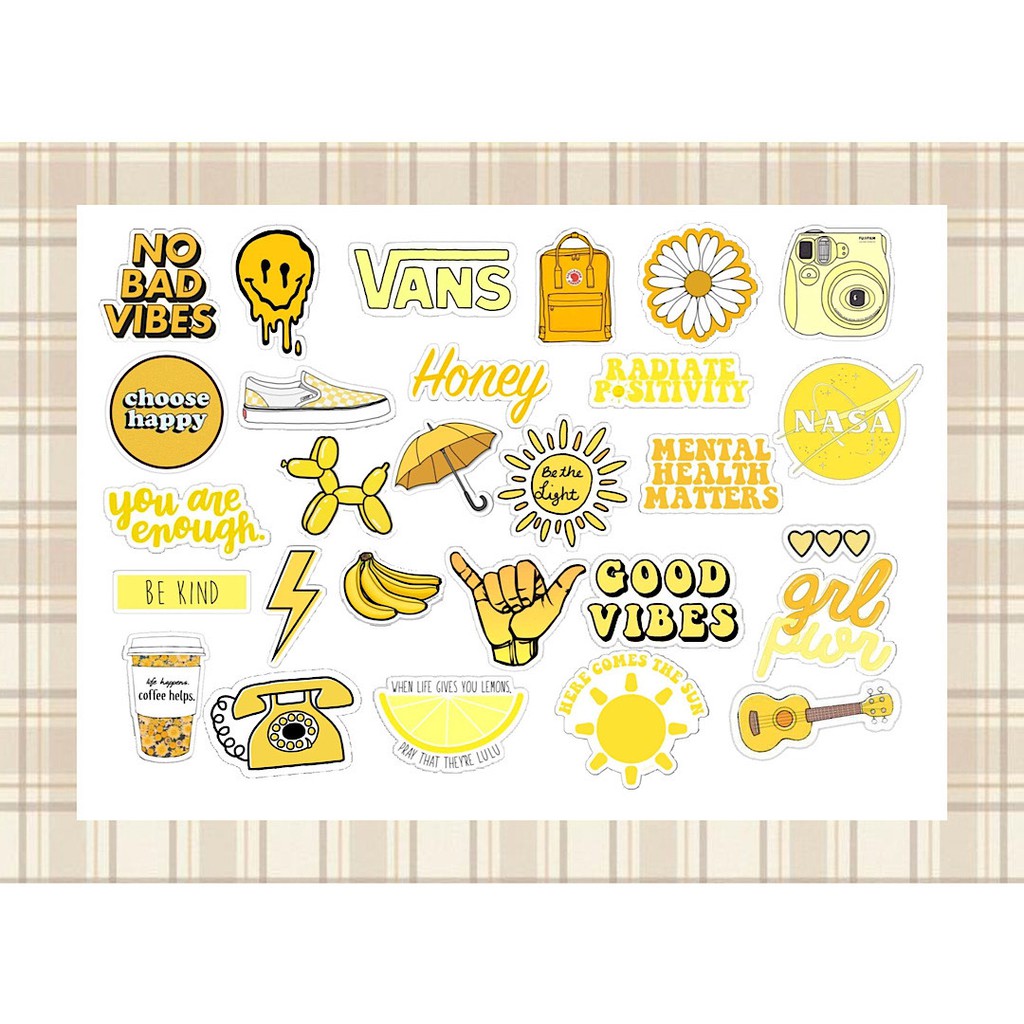 Jual AESTHETIC YELLOW STICKER (28 pcs) | Shopee Indonesia