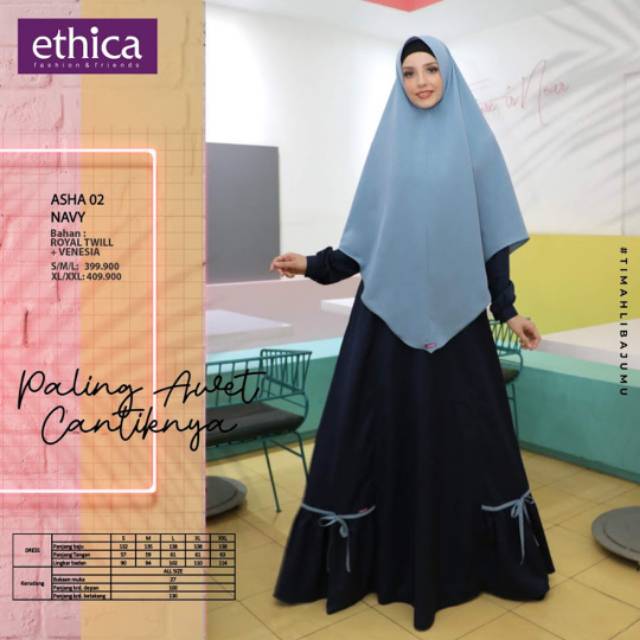 Jual ETHICA ASHA 02 NAVY, MAROON DAN COKLAT (GAMIS SET HIJAB) | Shopee ...