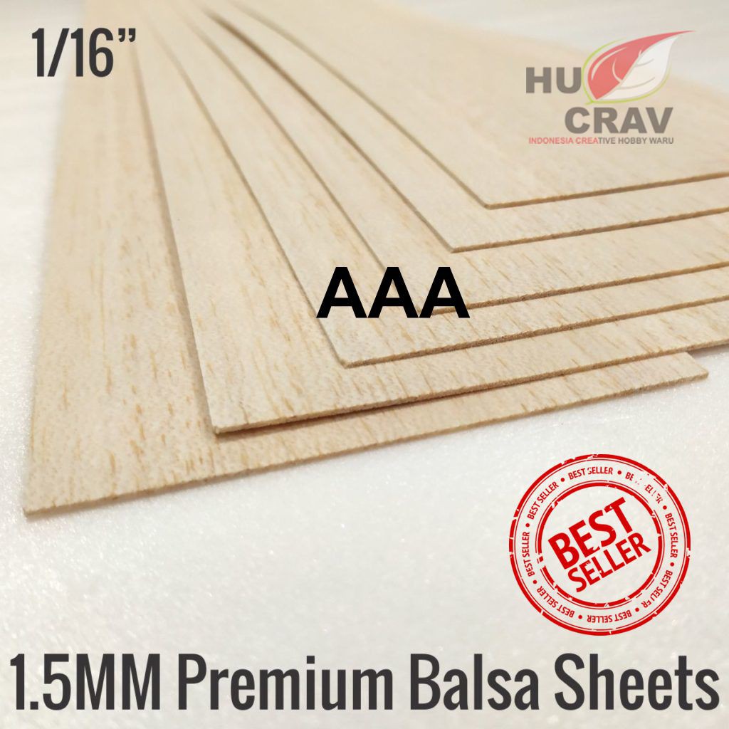 Jual Balsa sheet tebal 1,5mm 10cmx100cm -1,5x100x1000mm- kayu maket ...