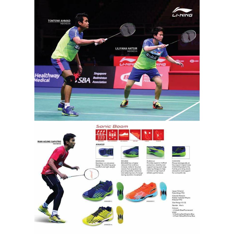 Jual Original Lining SONIC BOOM AYAN 019 AYAN019 Sepatu Badminton ...