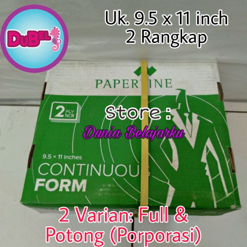 Jual Kertas Faktur Paperline Continuous Form 2 Ply 9.5 x 11 inch Full ...