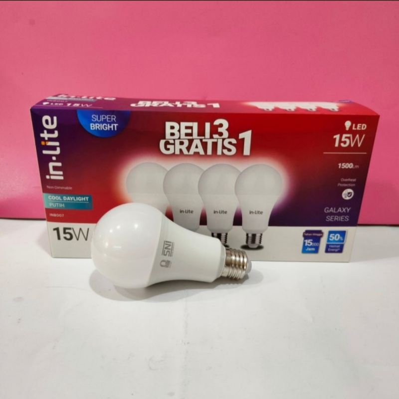 Jual Lampu LED bulb inlite 15W paket hemat isi 4 | Shopee Indonesia