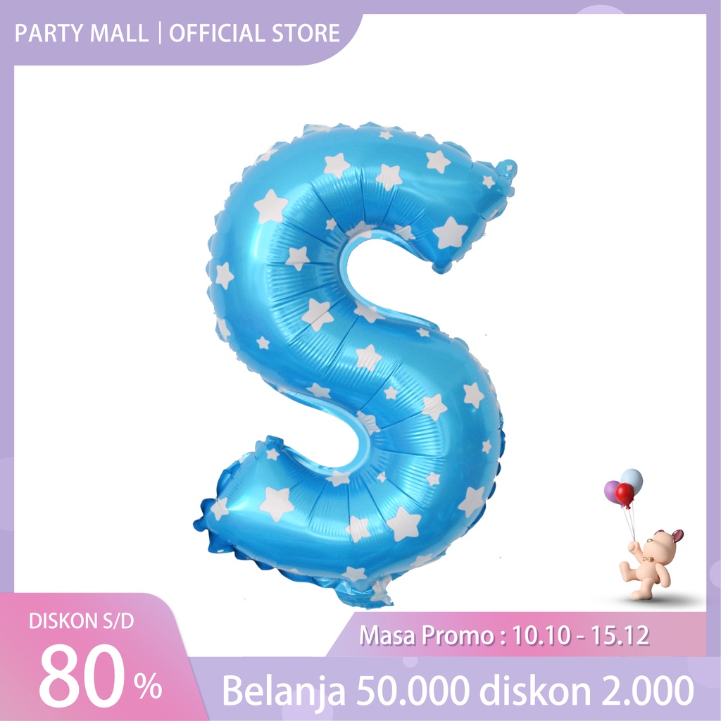 Jual Balon Foil Huruf Biru 16 Inch 40cm Abjad Alphabet A-Z Balon Foil ...