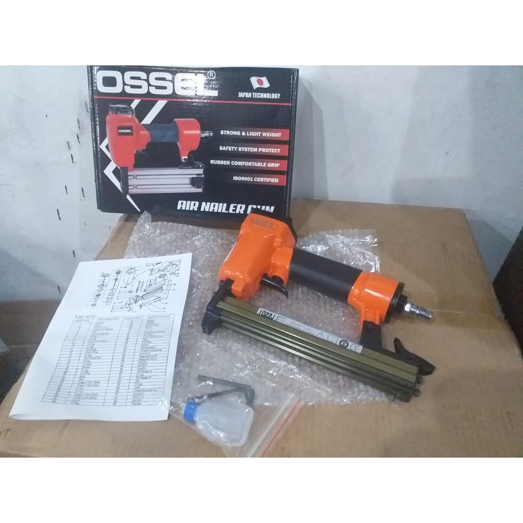 Jual MESIN STAPLES TEMBAK 1022J OSSEL AIR NAILER GUN STAPLER GUN ...