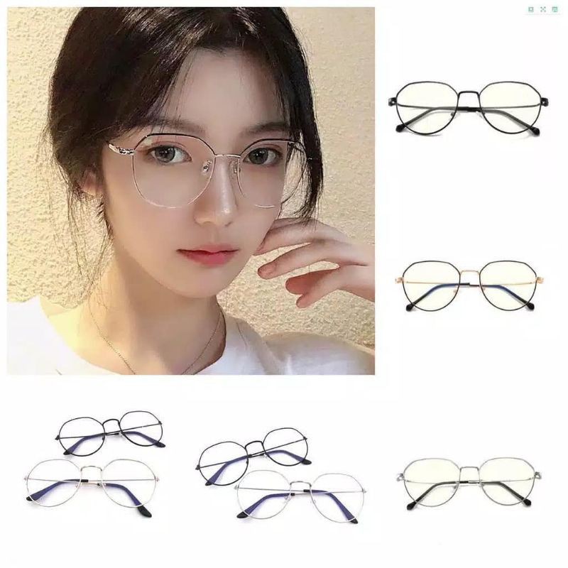 Jual Korea Retro Besi Kacamata Anti Radiasi Wanita Dan Pria Fashion Frame Kacamata | Shopee ...