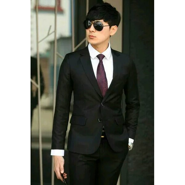 Jual jas pria/jas kerja/jas hitam/jas semi formal dua kacing yl22E ...