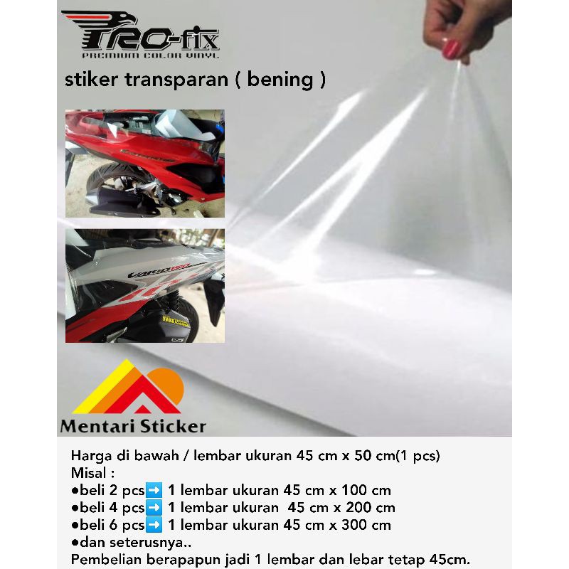 Jual Stiker skotlet transparan putih/sticker tembus/skotlet profik ...