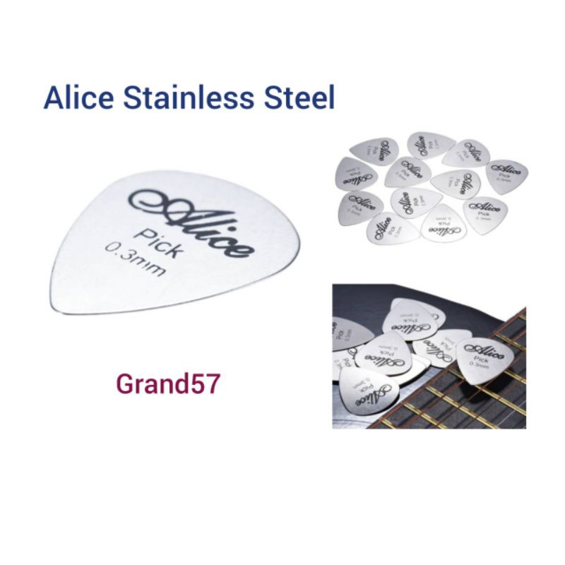 Jual Pick Alice Stainless Steel Metal Besi 0.3mm Pick Gitar Plectrum ...