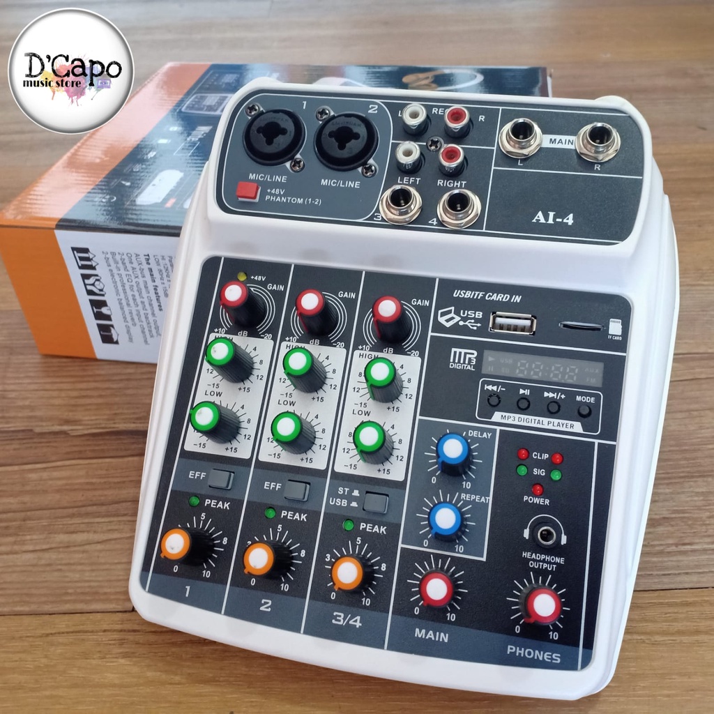 Jual Mixer 4 Channel Phantom Power 48V Putih Professional Compact Mixing Soundcard | Shopee ...