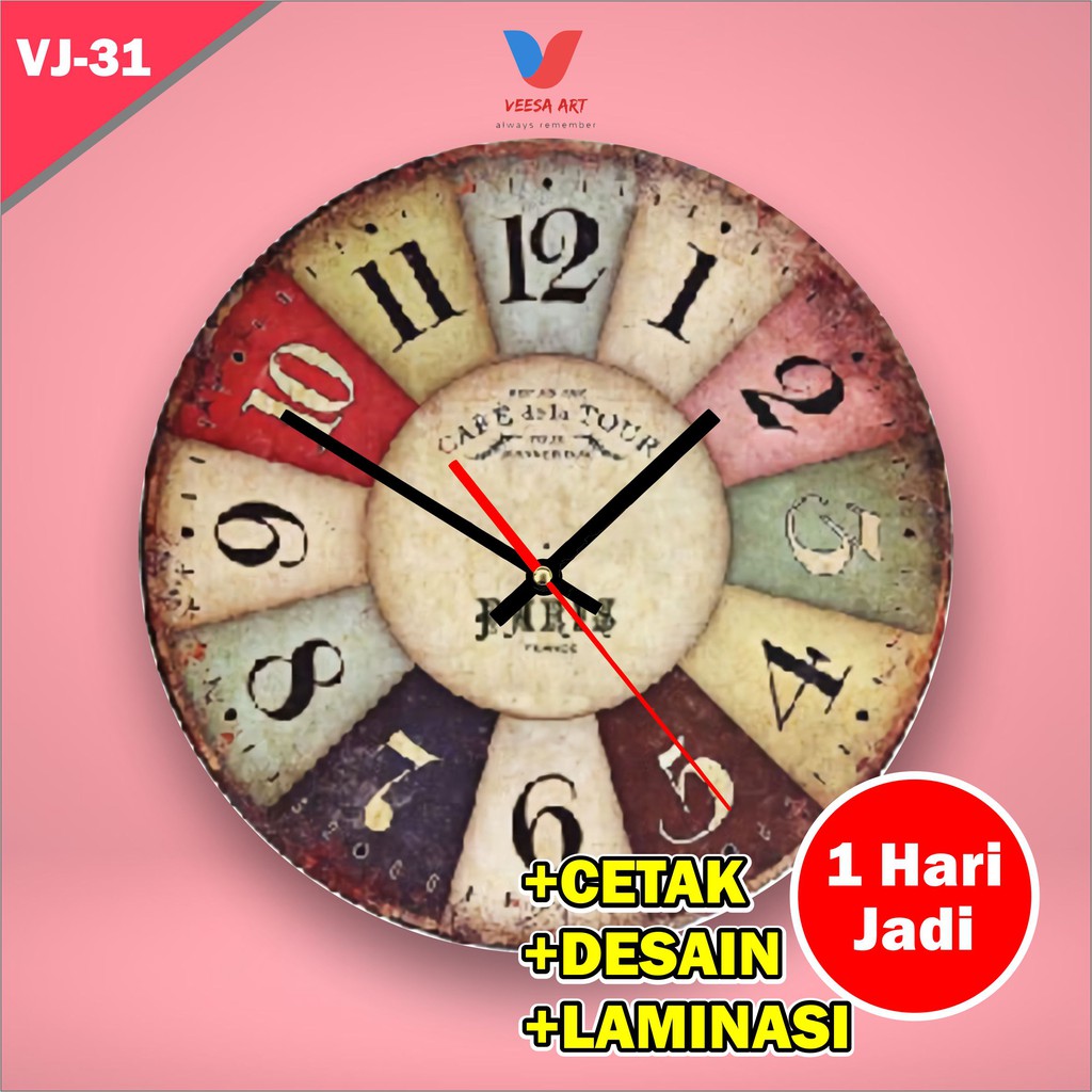 Jual Jam dinding Tinggal Tempel Gantung custom murah vintage Classic ...