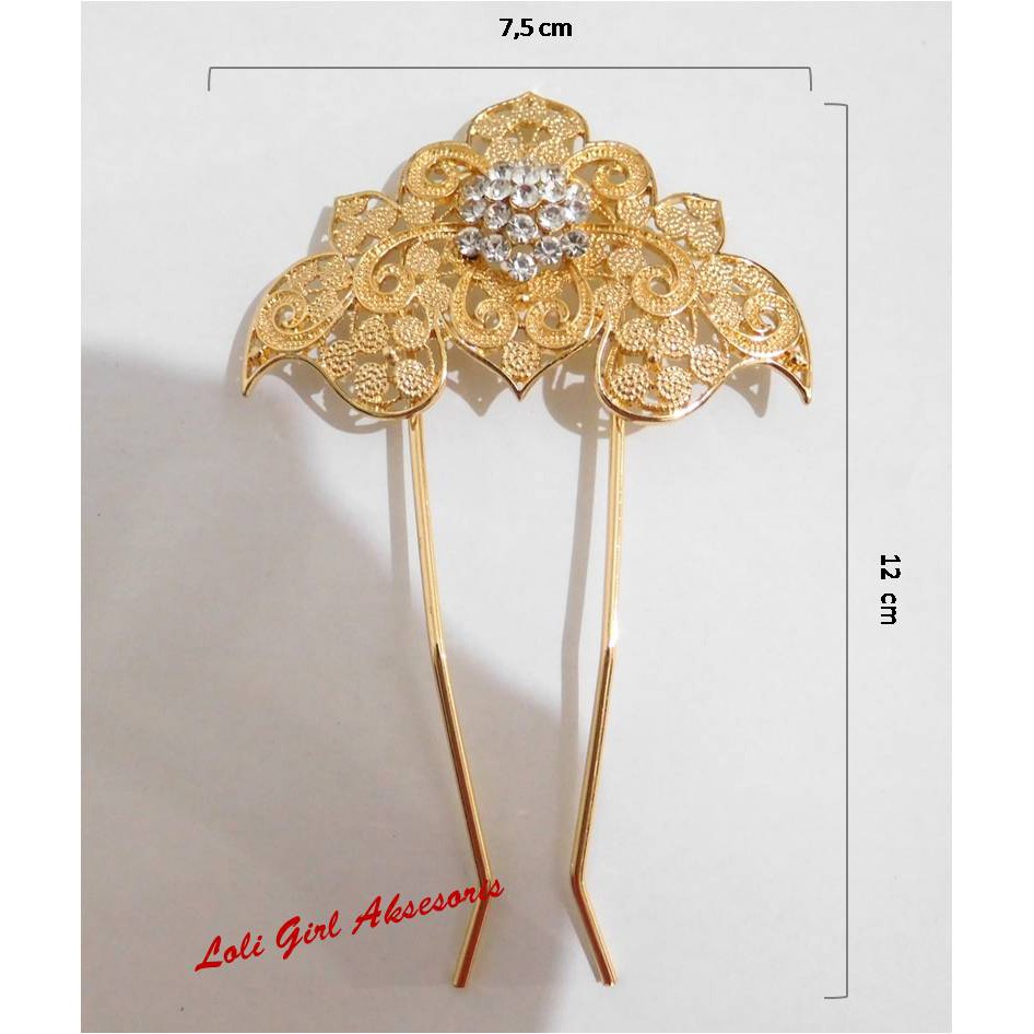 Jual Tusuk Sanggul Konde Hiasan Rambut Pesta Bridal Gold Merk Sachi TS ...