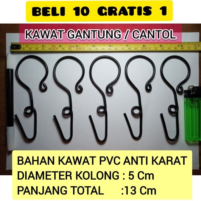 Jual Gantungan Kawat Pvc Panjang13Cm/Tebal 3,5mm Beli 10pcs+Gratis 1pcs ...