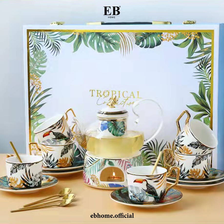 Jual Tea Set Keramik / Tropical Teapot And Cup With Burner 260/5 ...