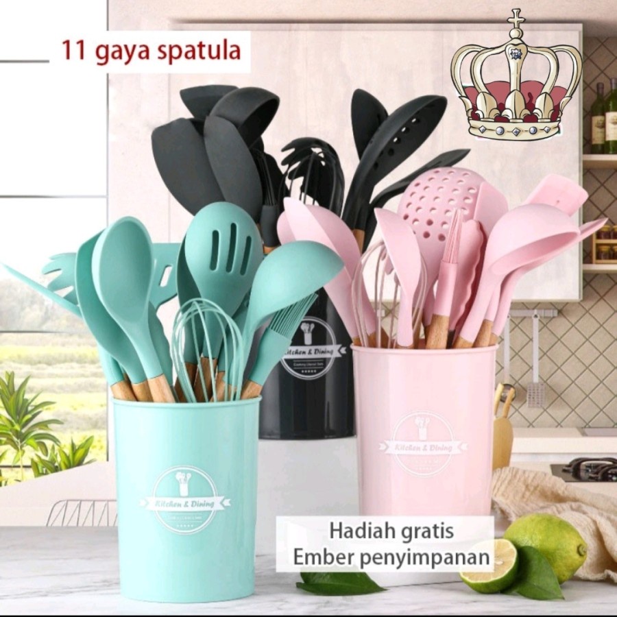 Jual Spatula Silicone Set / Utensile Tahan Panas / Peralatan Masak Set ...