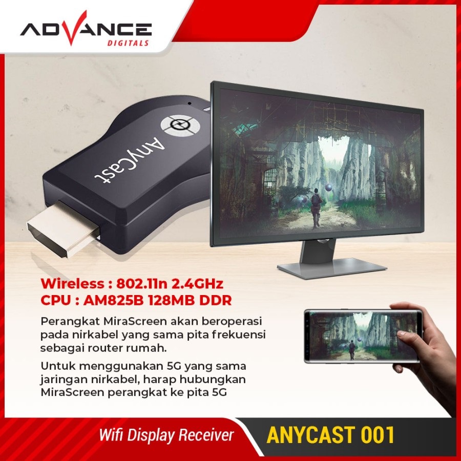 Jual Anycast HDMI Dongle Advance 001 WIFI Display Receiver / HP ke TV / anycash | Shopee Indonesia