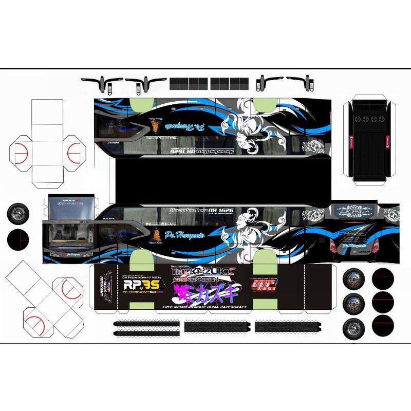 Jual Lembaran Pola PaperCraft Bus Po Haryanto Avante H7 Skala 1:50 ...