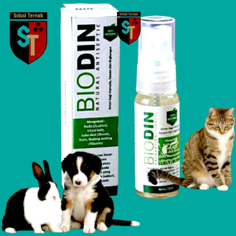 Jual BIODIN 20ml Spray Obat Jamur SCABIES Luka Kucing Kelinci Anjing ...