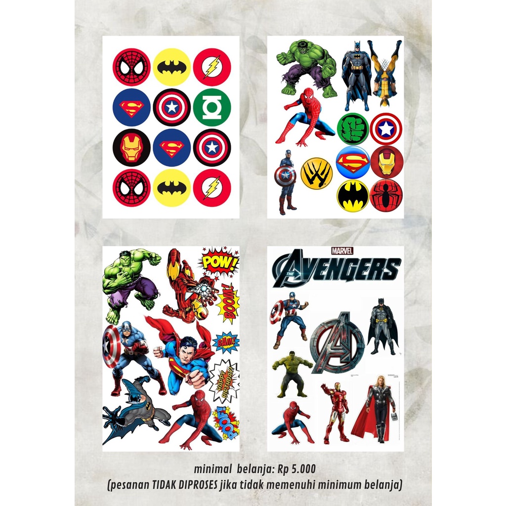Jual marvel superhero sticker for phone/laptop/room/scrapbook journal ...