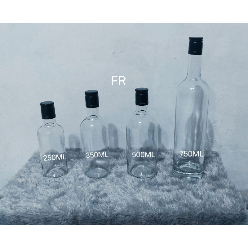 Jual botol kaca bening 250ml botol polos tutup alumunium panjang ...