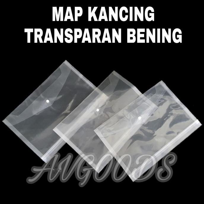 Jual map kancing / bag folder / map plastik transparan bening F4 folio ...