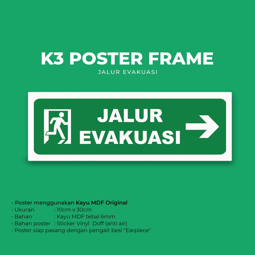 Jual [BM Poster Frame K3/HSE] JALUR EVAKUASI KANAN || Poster Frame ...